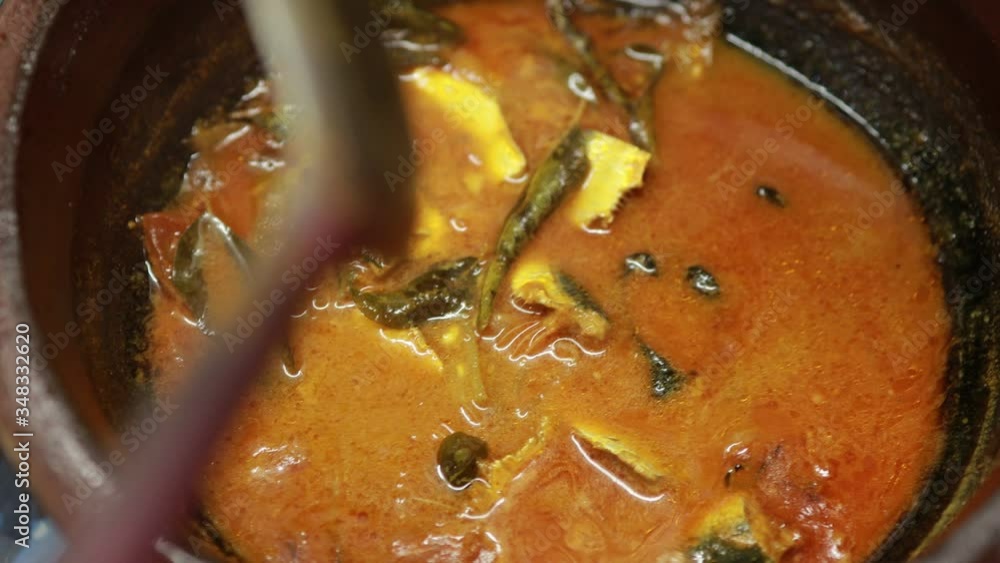 Meen Vattichathu or Pattichathu, sardine fish cooked. Traditional hot ...