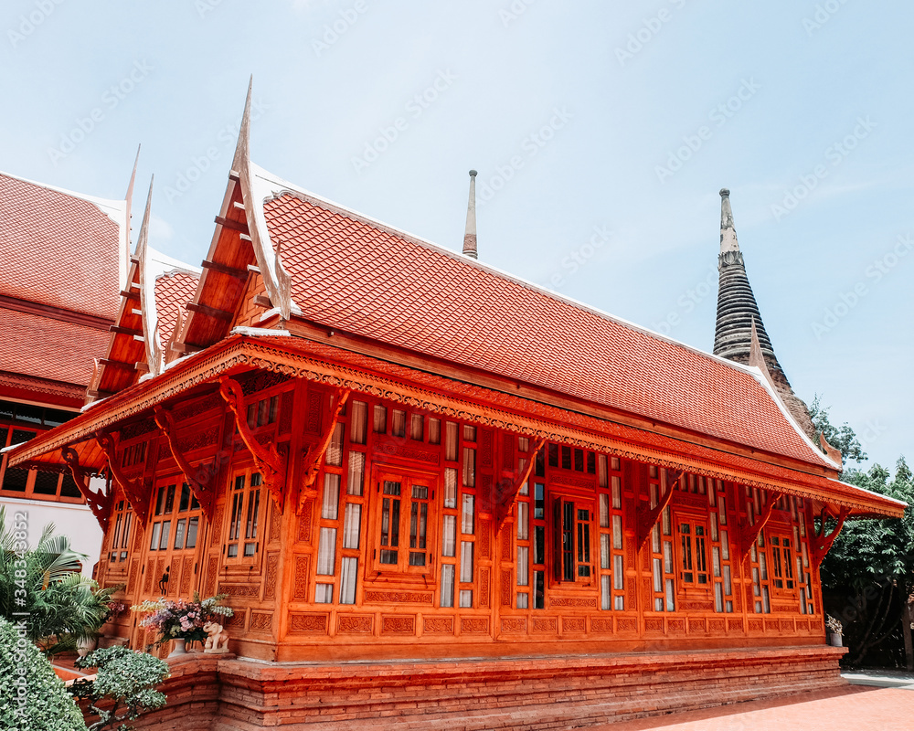 Ancient temple at Ayutthaya Historical Park covers the ruins city of ...