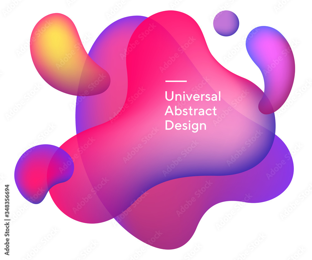 Liquid bright abstract drops. Universal curvy figures, flowy lines ...