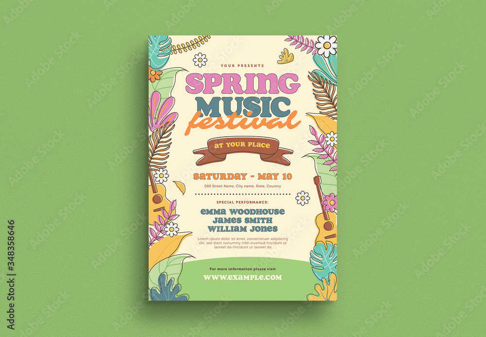 Spring Music Fest Flyer Layout Stock Template | Adobe Stock