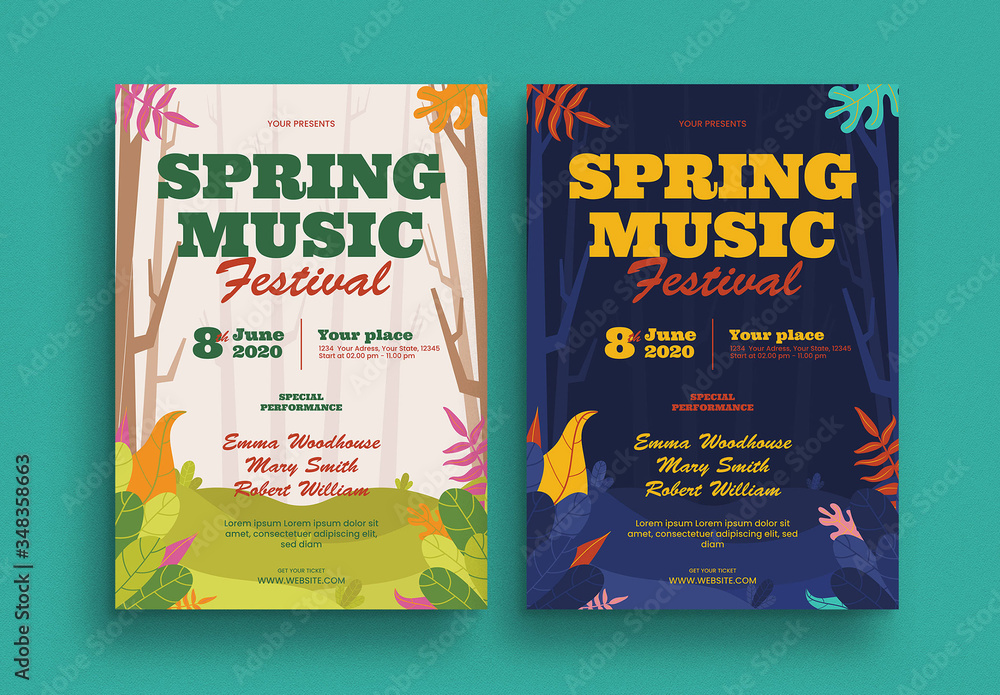 Spring Music Festival Poster Layout Stock Template | Adobe Stock