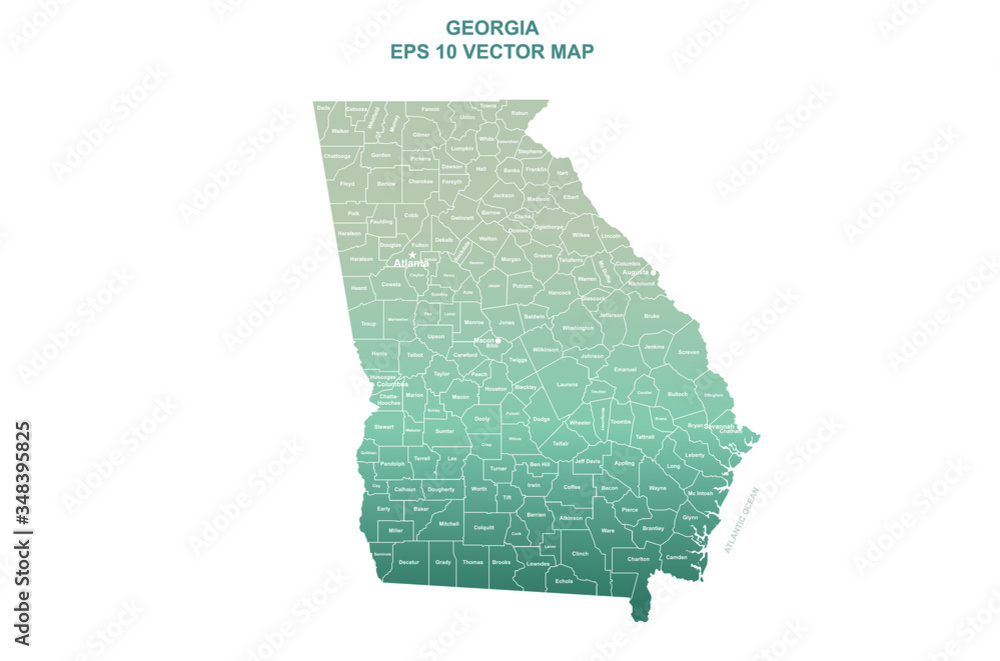 georgia map. vector map of georgia, U.S. states. Stock Vector | Adobe Stock