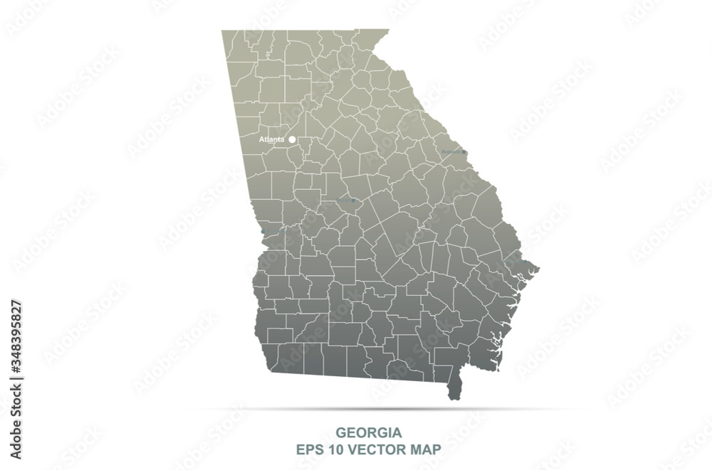 georgia map. vector map of georgia, U.S. states. Stock Vector | Adobe Stock