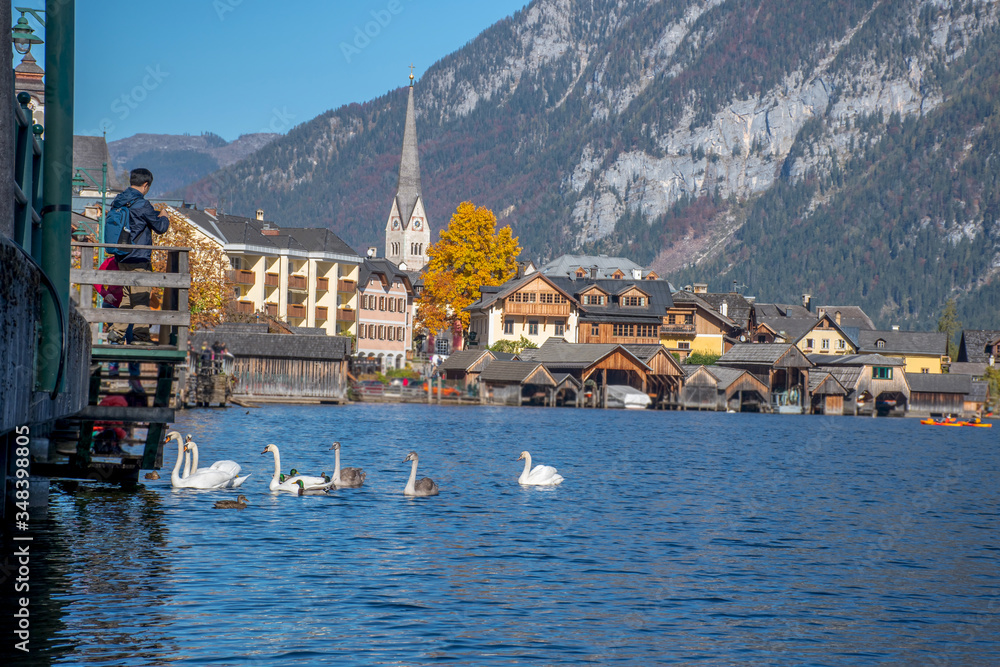 Famous Hallstatt Village In Austria. Hallstatt Is A Village On Lake ...