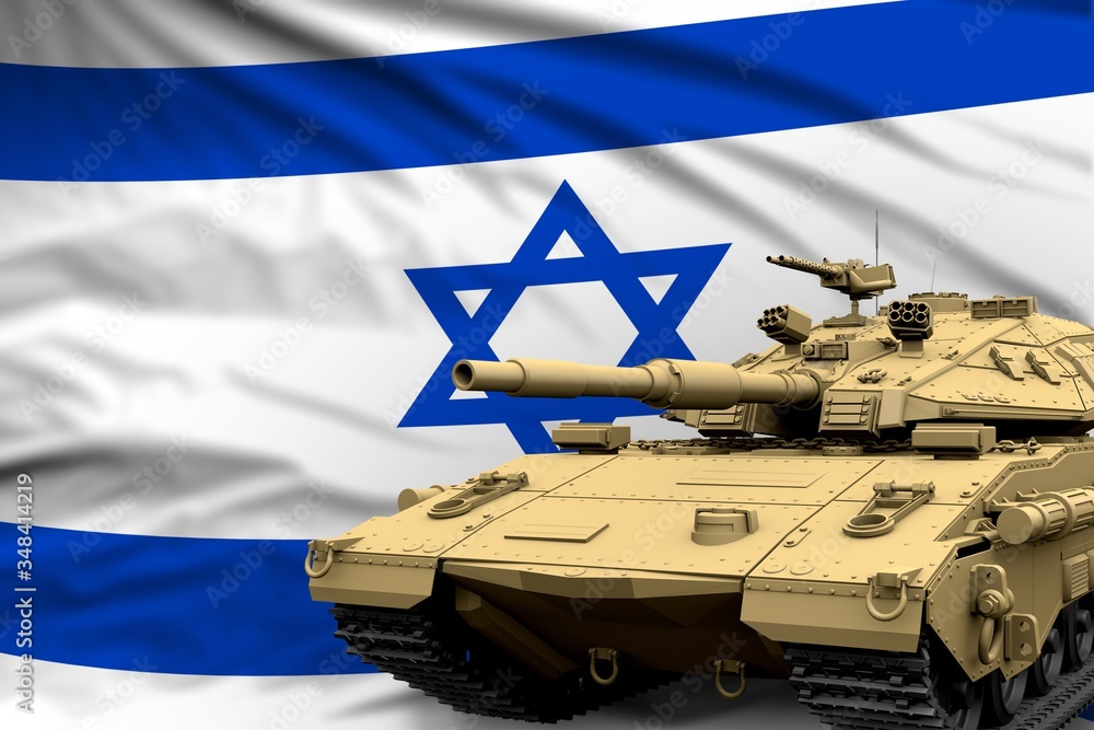Israel modern tank with not real design on the flag background - tank ...