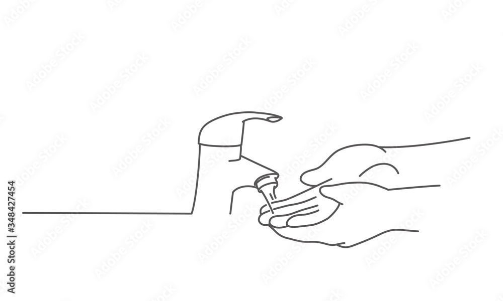 Wash your hands line drawing vector illustration. Stock Vector | Adobe ...