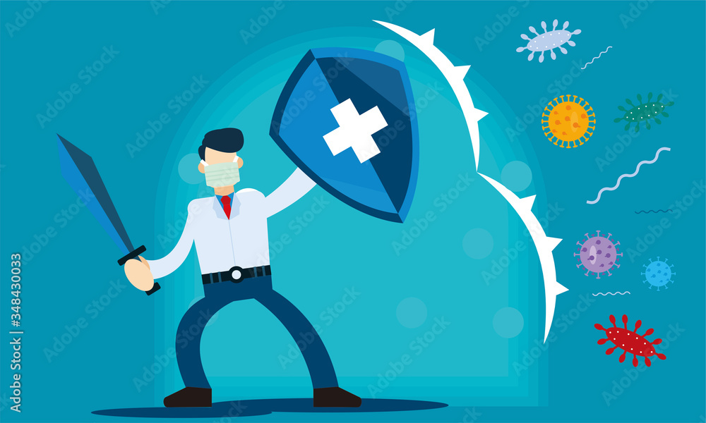 Immune system vector icon logo. Health bacteria virus protection ...
