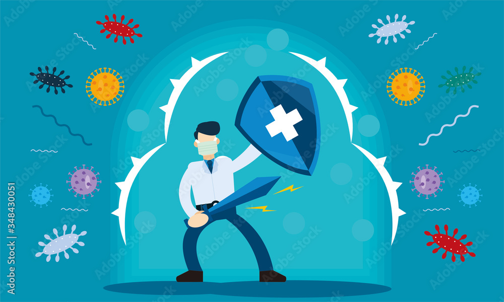 Immune system vector icon logo. Health bacteria virus protection ...