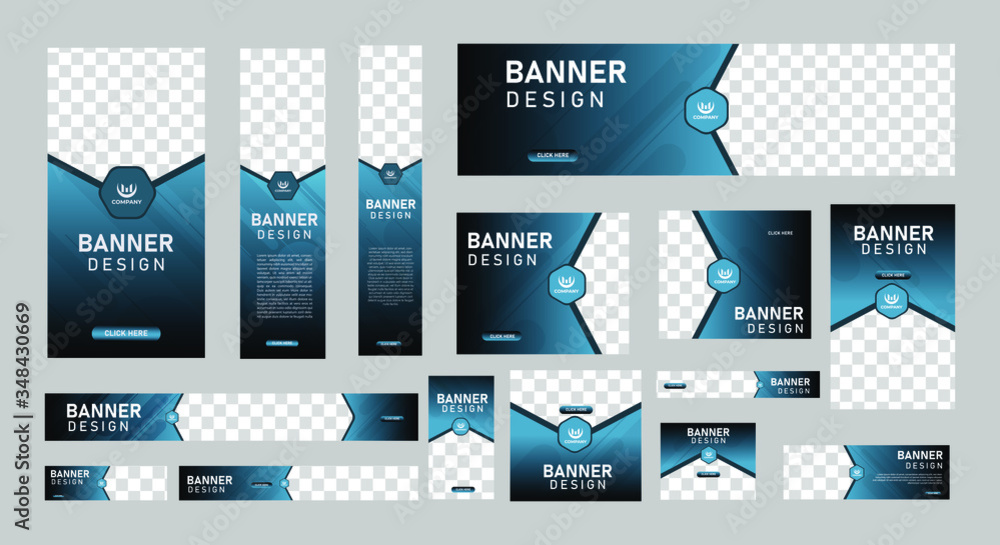 set of abstract web banners of standard size with a place for photos ...