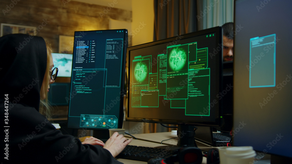 Angry hacker girl after a failed attempt to hack the government. Access denied. Stock Photo ...