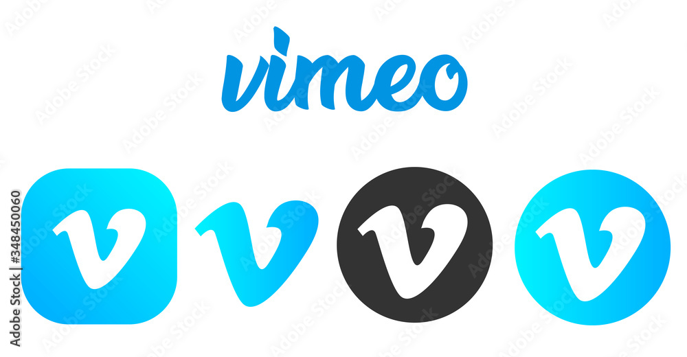 Social media icons Vimeo on white background. Clip-art illustration ...