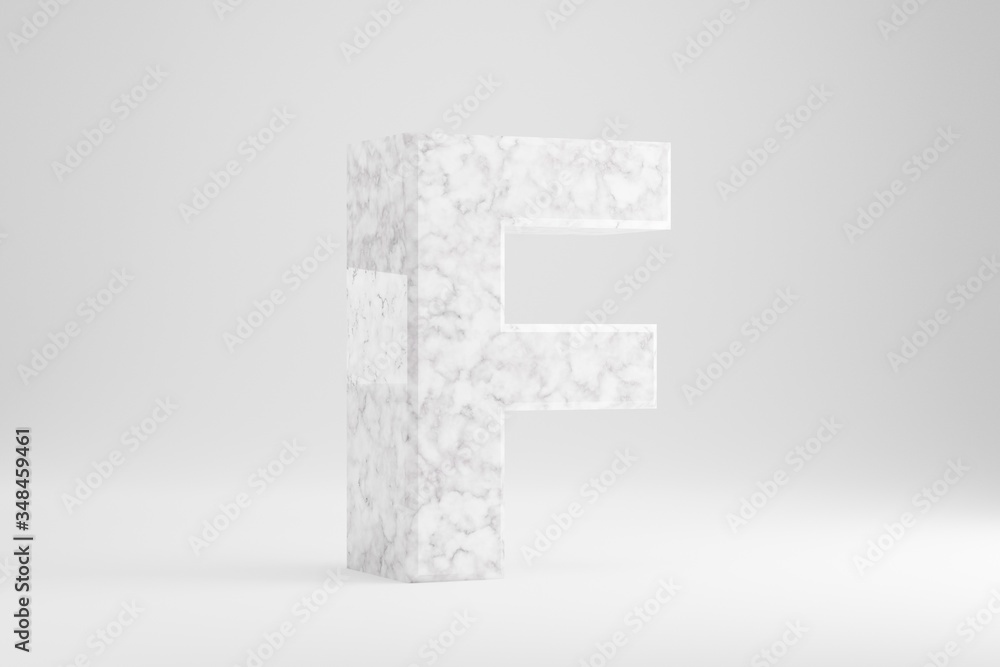 Marble 3d letter F uppercase. White marble letter isolated on white ...
