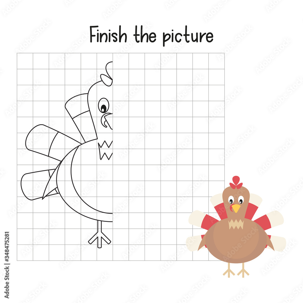 Finish the picture - Funny turkey. Logic games for Preschool ...