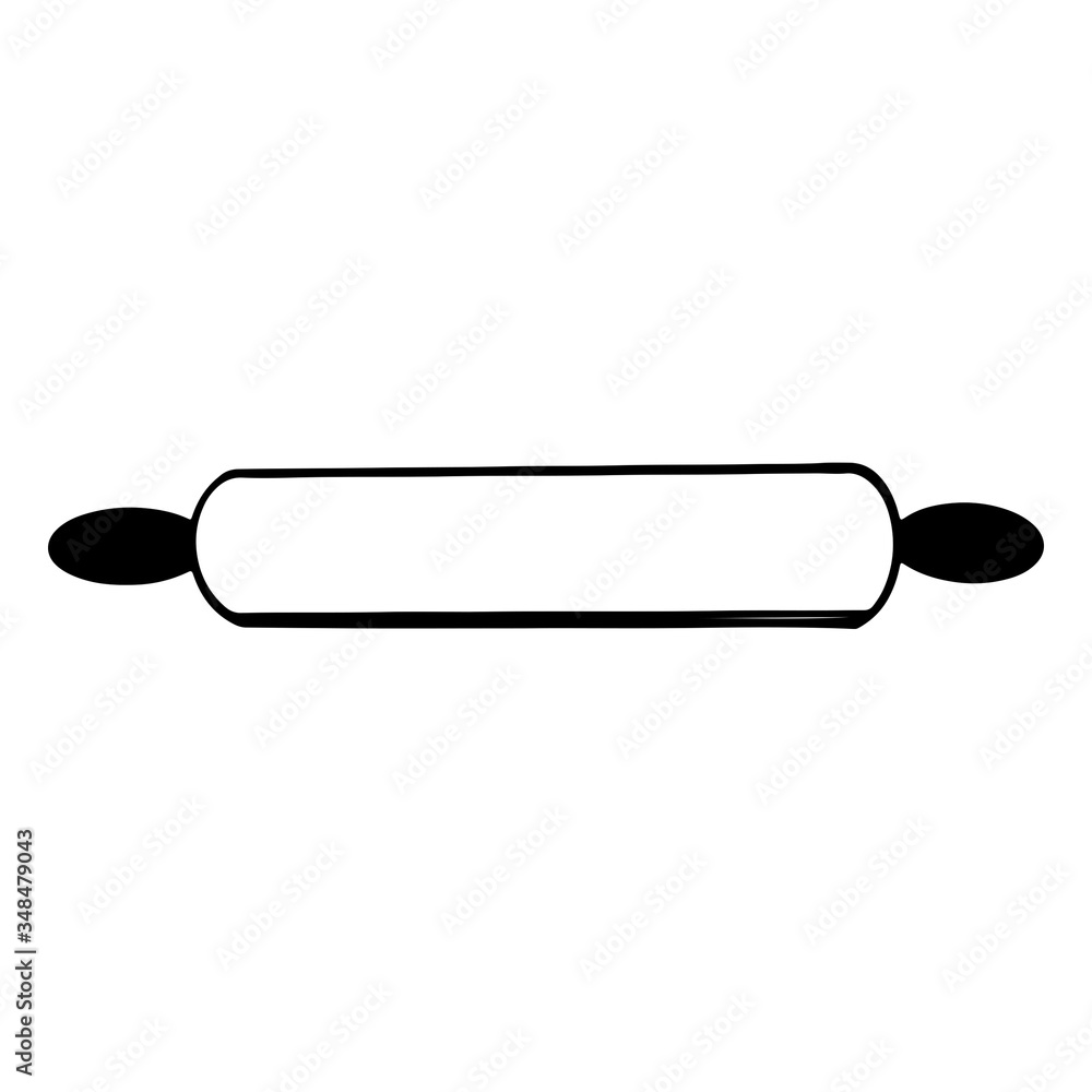 Kitchen rolling pin. Digital doodle outline art. Print for stickers ...