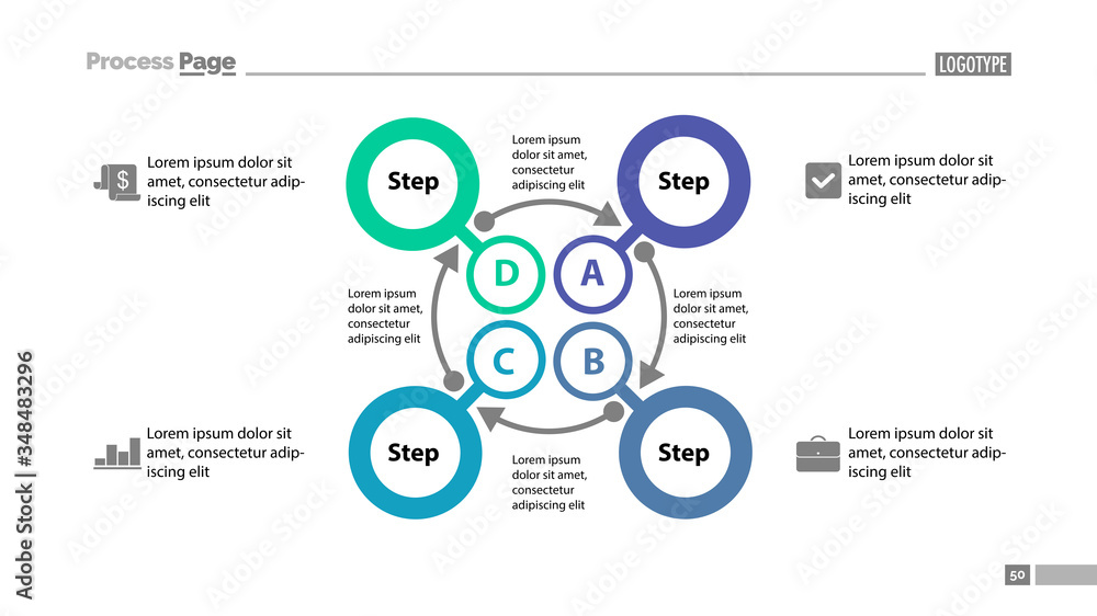 Four steps process chart slide template. Business data. Option, diagram ...