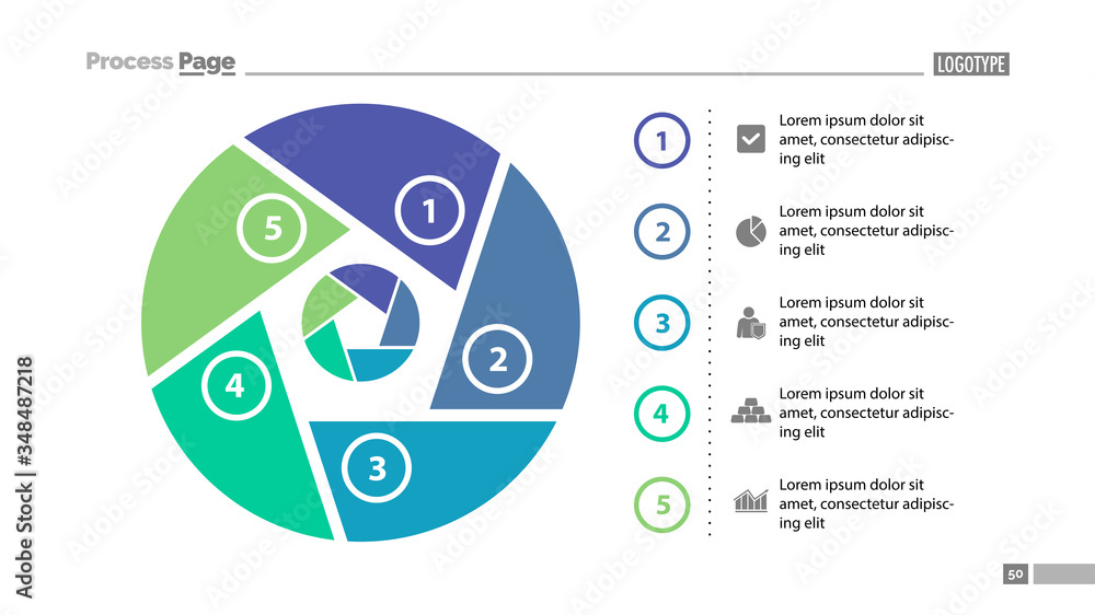 Six steps process chart slide template. Business data. List, diagram ...