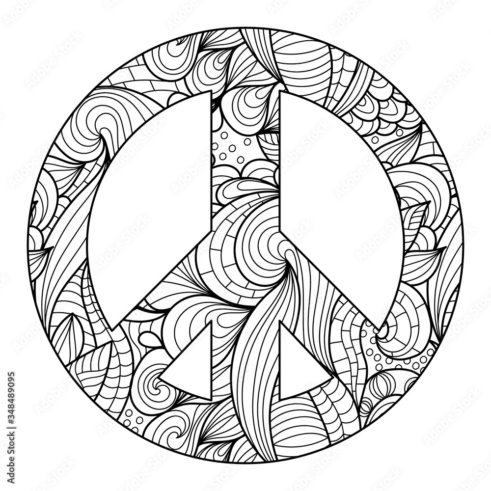 Vector illustration of colorful peace symbol on white background ...