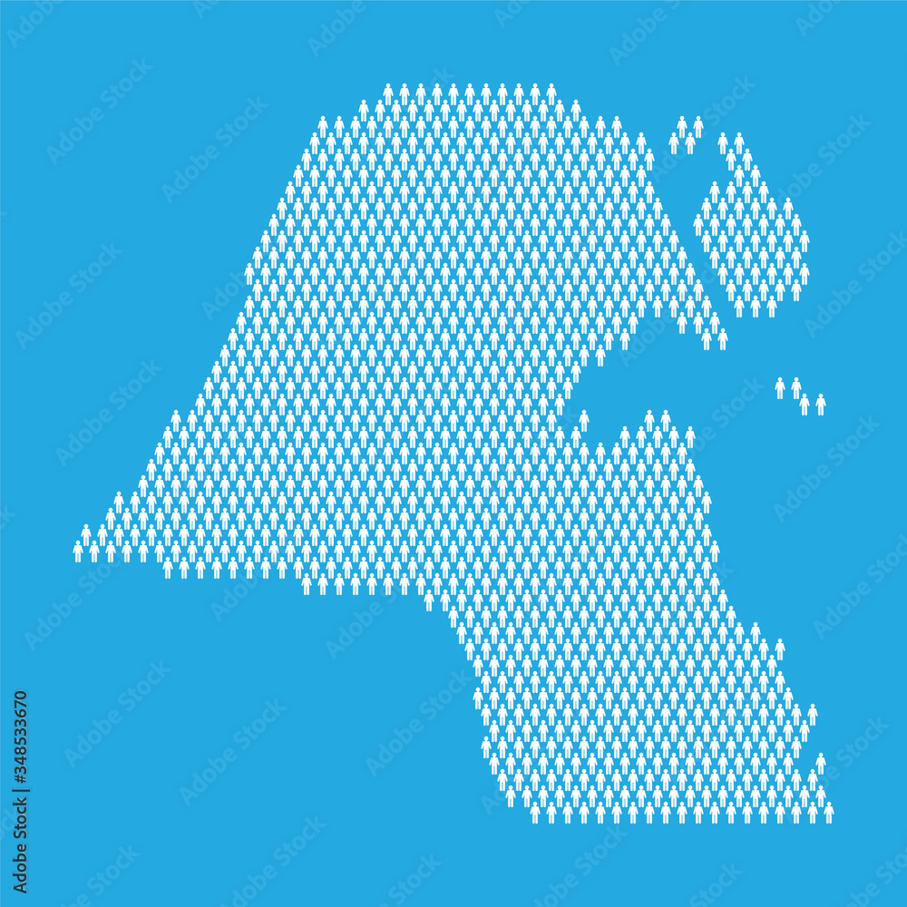 Kuwait population. Statistic map made from stick figure people Stock ...