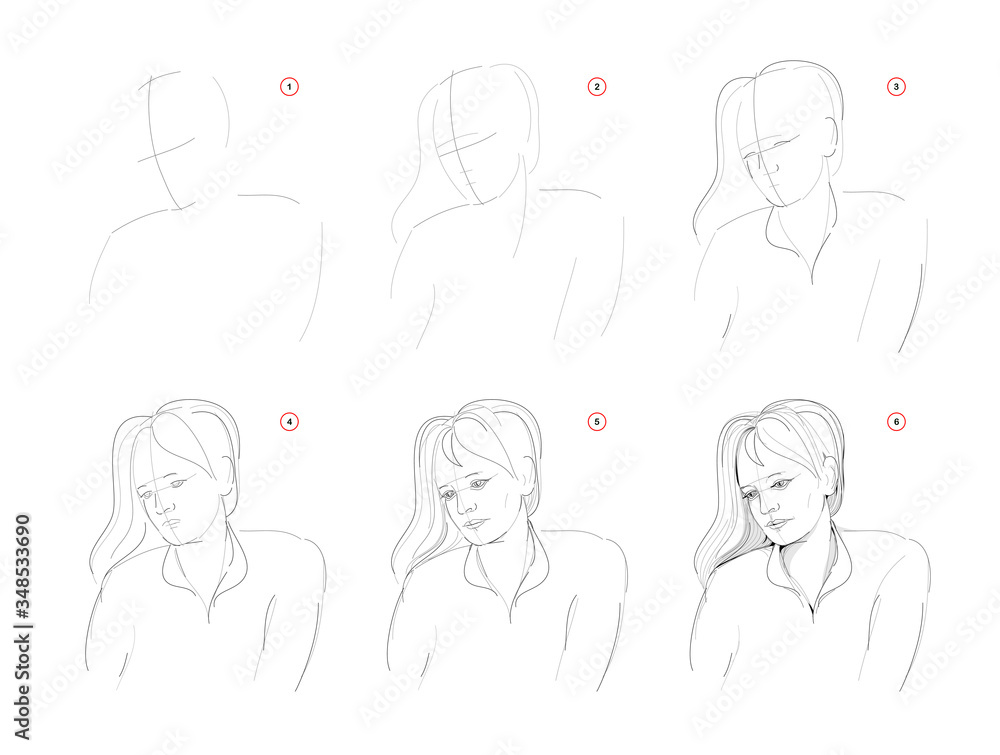 How to learn to draw sketch of women portrait. Creation step by step ...