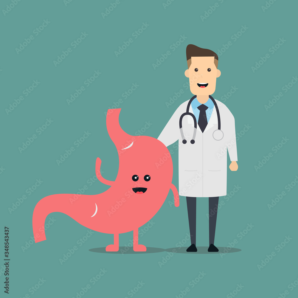 cartoon doctor who embraces the character of the stomach Stock Vector ...
