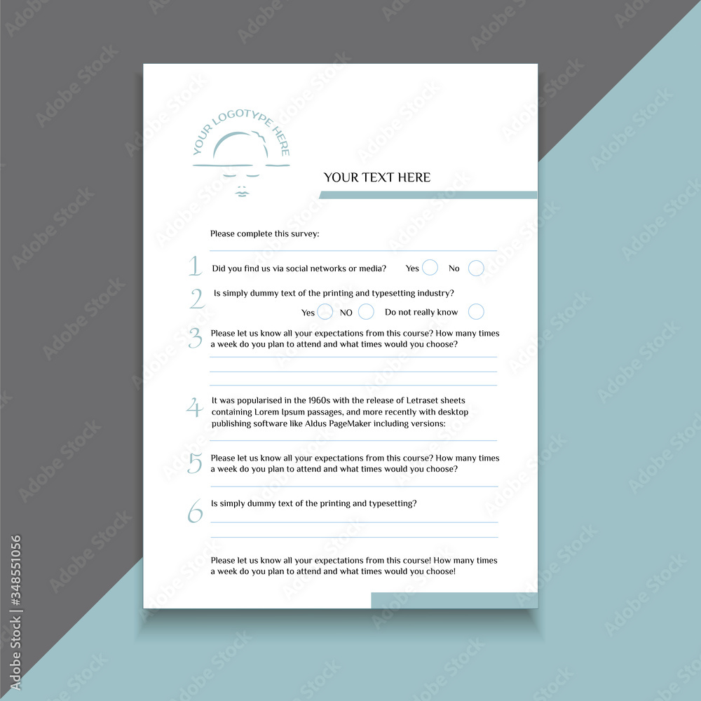 Modern Vector Template for Business Questionnaire, Survey, Report ...