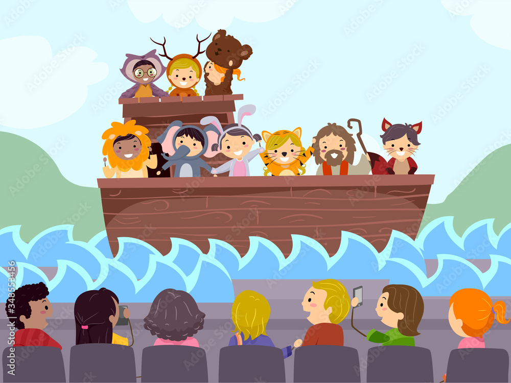 Plakát Stickman Kids School Play Bible Story Noahs Ark – Obraz na Zeď ...