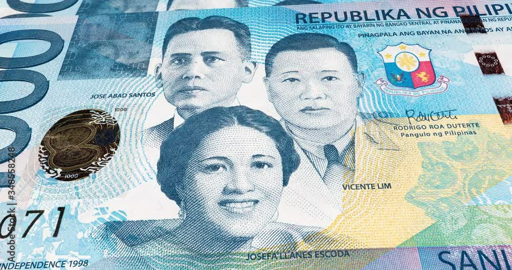 Panorama slide footage over 1000 Philippine peso. 4k detailed 3d macro ...