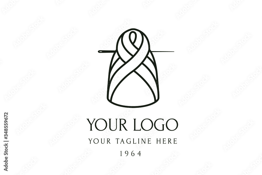 Braid hair logo. doll sewn of ball of wool with a needle Stock Vector ...