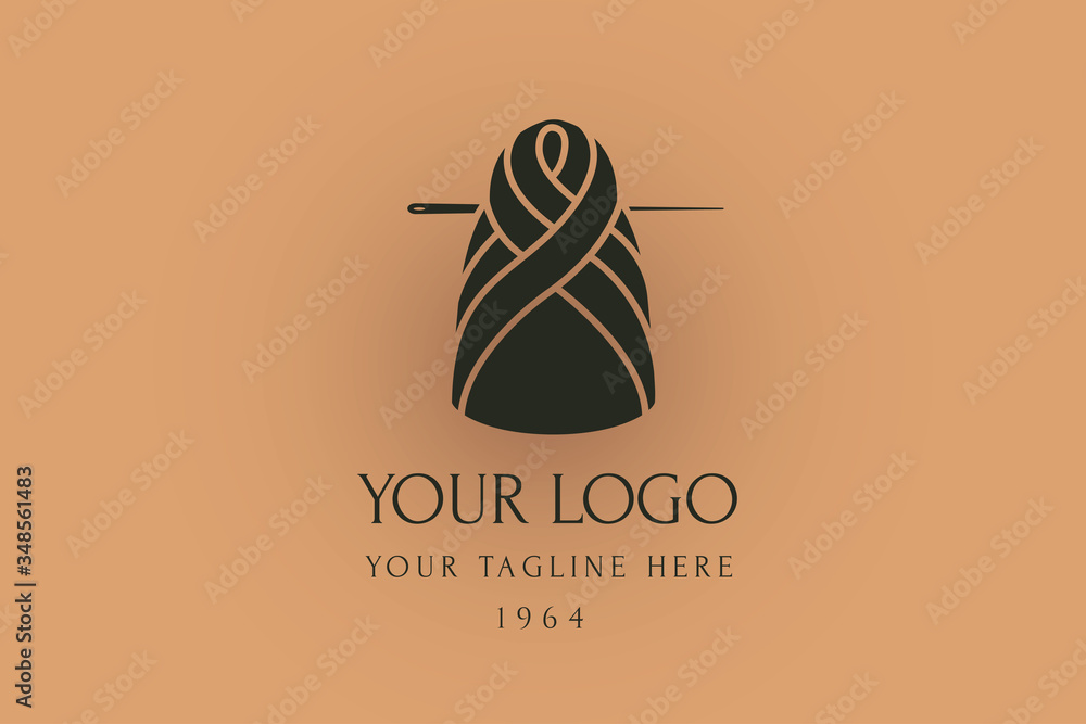 Braid hair logo. doll sewn of ball of wool with a needle Stock Vector ...