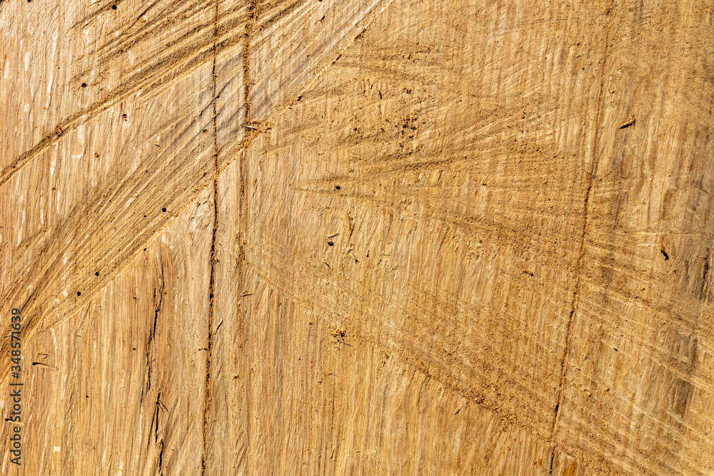 Cut Wood End Log Background Texture with chainsaw marks Stock Photo ...
