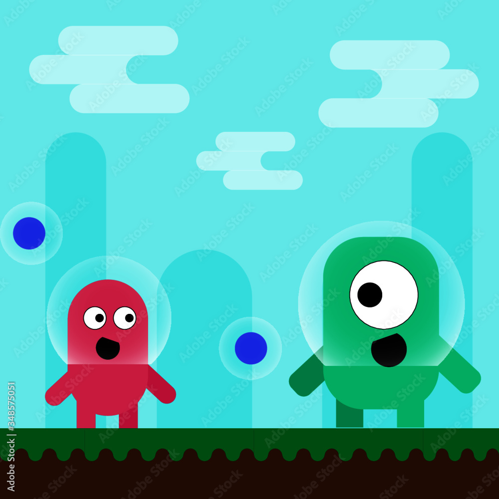 Design of alien vector illustrator cartoon elements Stock Vector ...