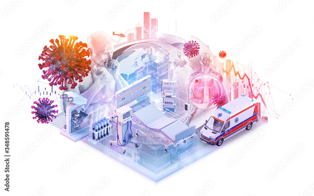 Coronavirus covid-19 3D collage design background: coronavirus ncov ...