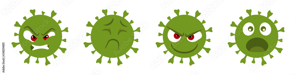 Emoji coronavirus icons. Isolated vector illustration on white ...