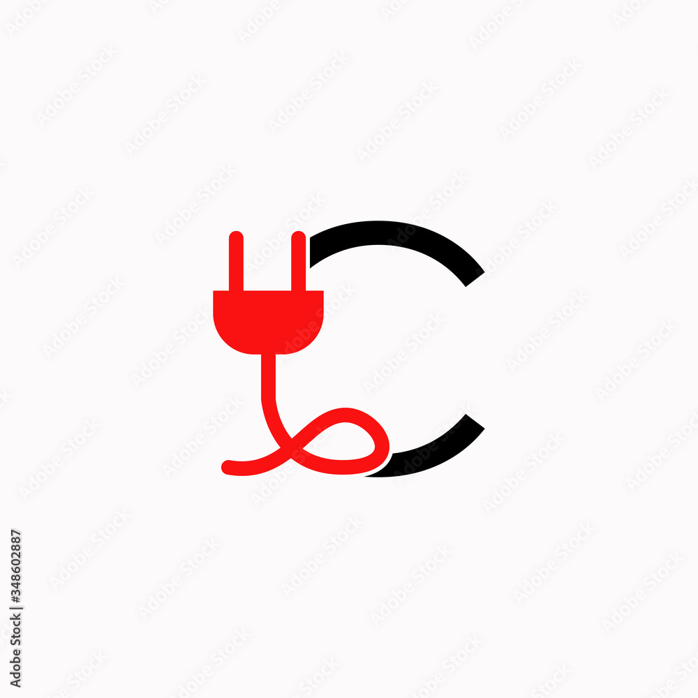 logo modern letter c with icon electric plugs vector design Stock ...