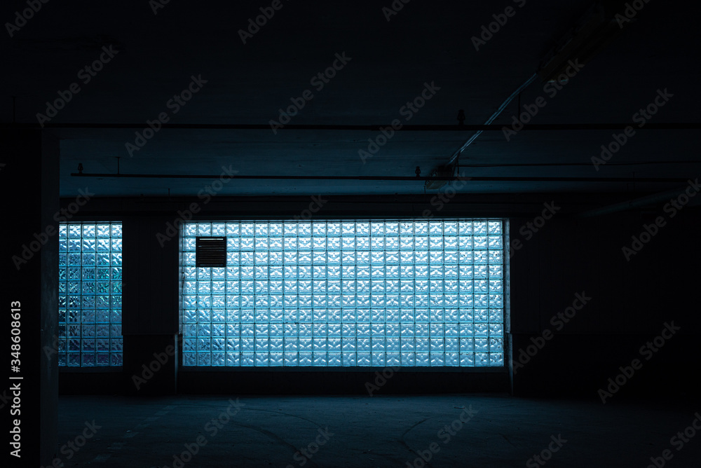 blue glass brick wall - seamless texture. color abstraction in brick ...