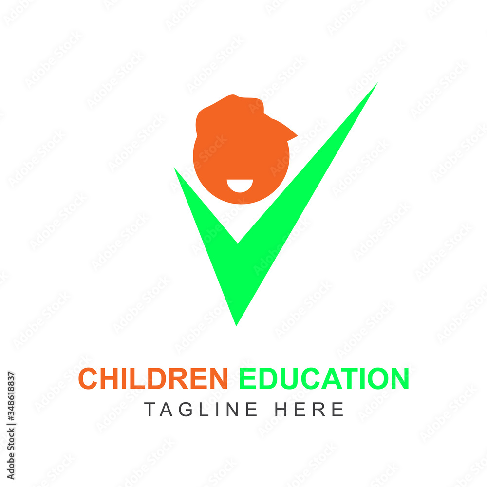 Kids logo design template with happy and fun concept. Symbol education ...