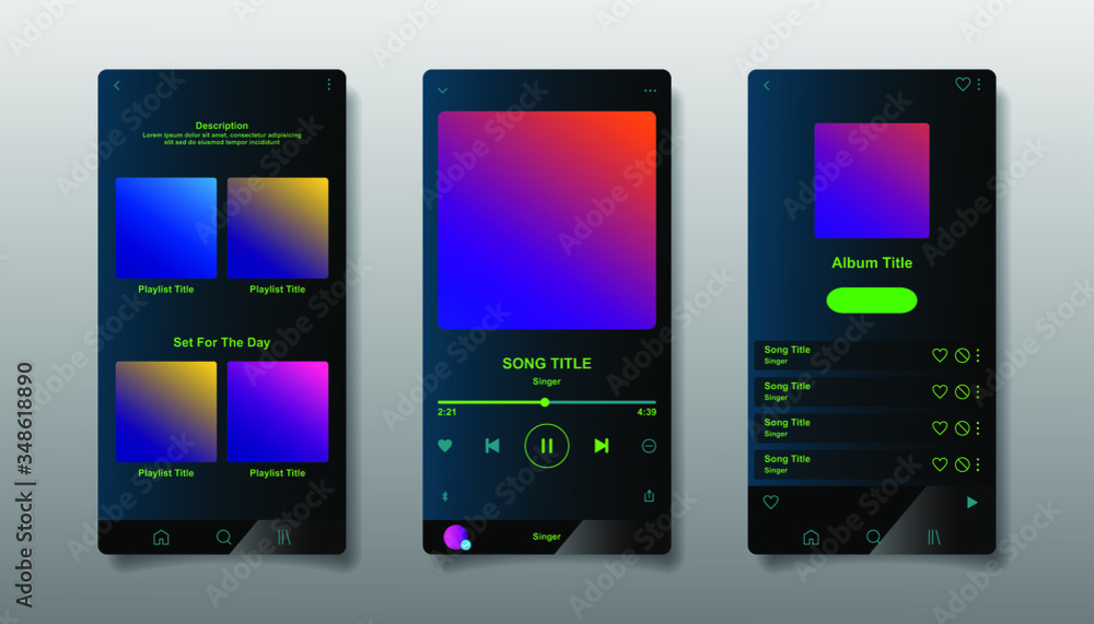 Vektorová grafika „Social media network inspired by Spotify. Music ...
