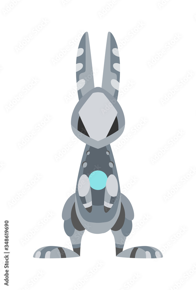 Vector cartoon mechanical robotic rabbit. Toy androids with artificial ...