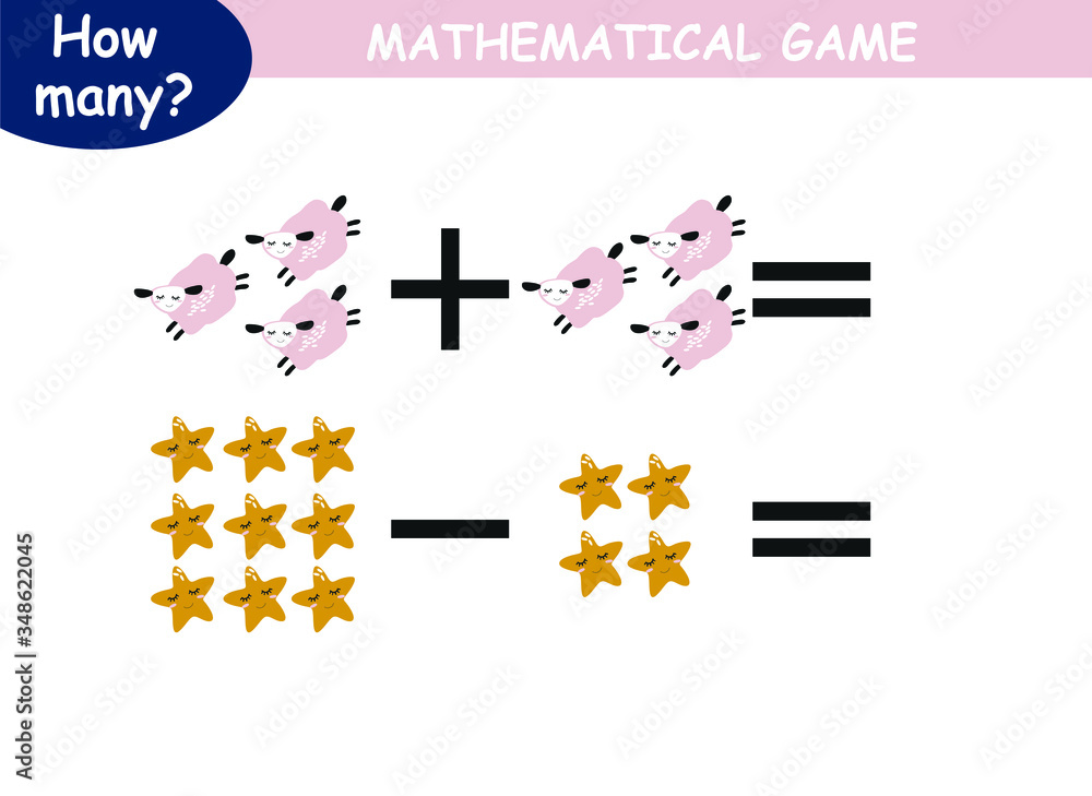 examples of addition and subtraction. educational page with ...
