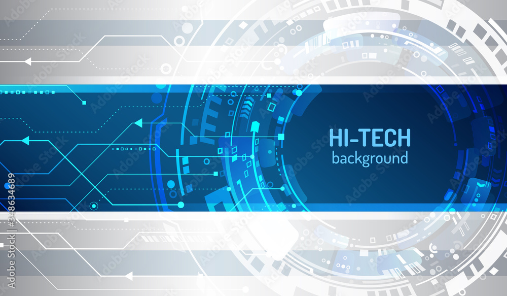 Futuristic sci fi technology background. Hi tech circuit design ...