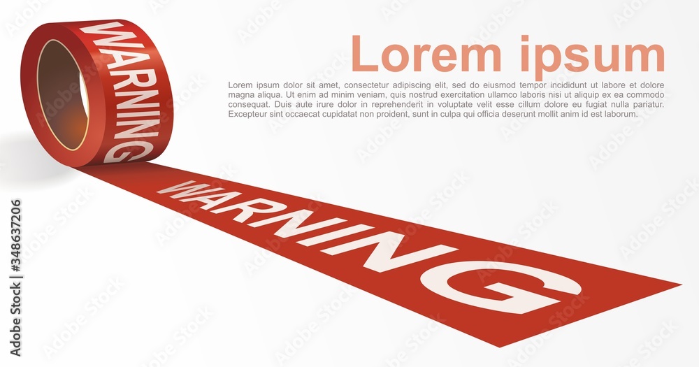 Red signal tape. Red warning tape with white text WARNING. Template for ...