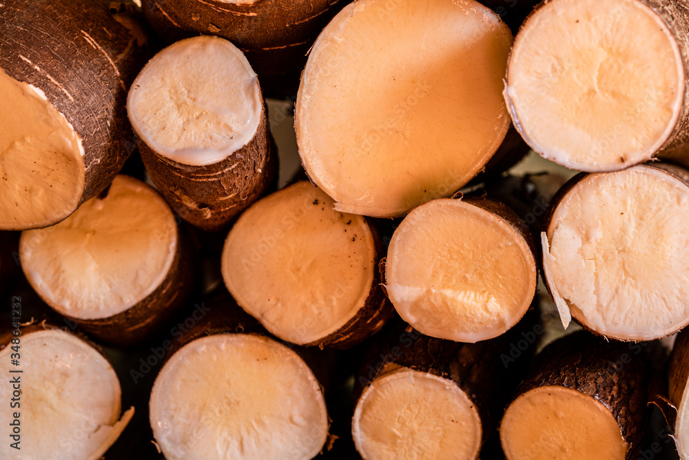 Group of organic cassava (also known as Yuca Root, Cassava, Medioc ...
