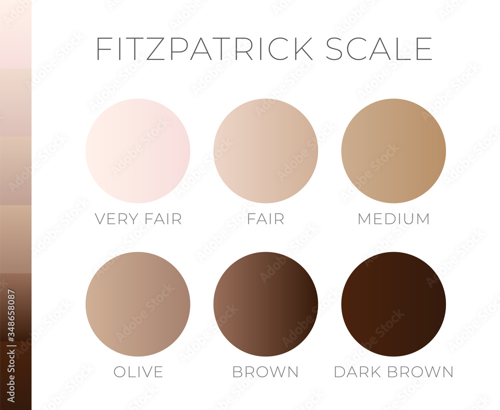 Skin Color by Fitzpatric Scale Light to Dark Stock Vector | Adobe Stock