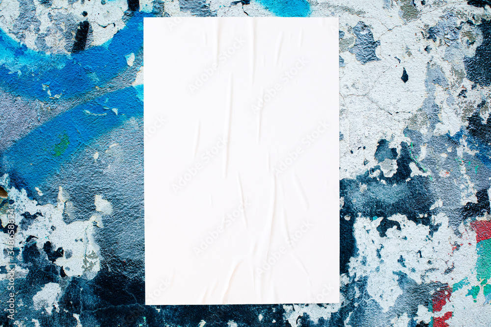 Closeup of colorful messy painted urban wall texture with wrinkled ...