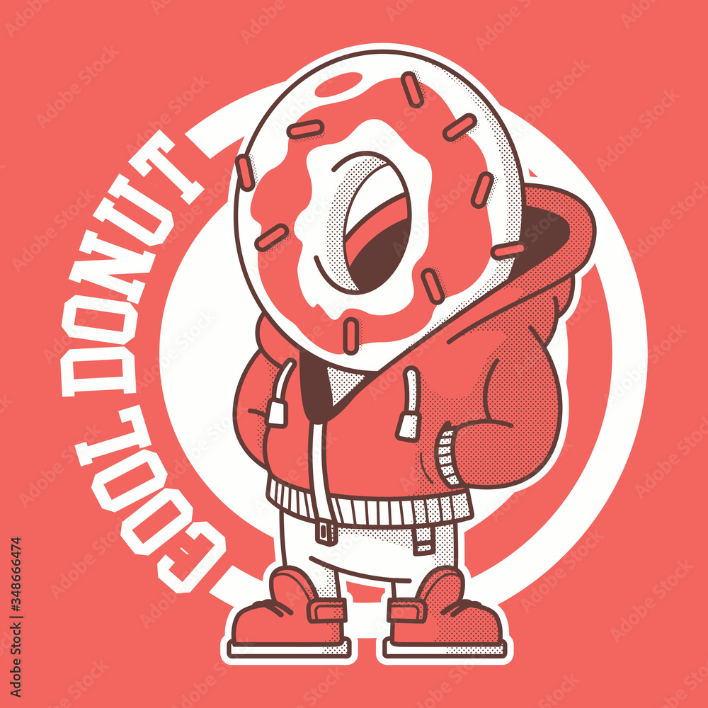 Donut character vector illustration. Brand, food, sweet, bakery design ...