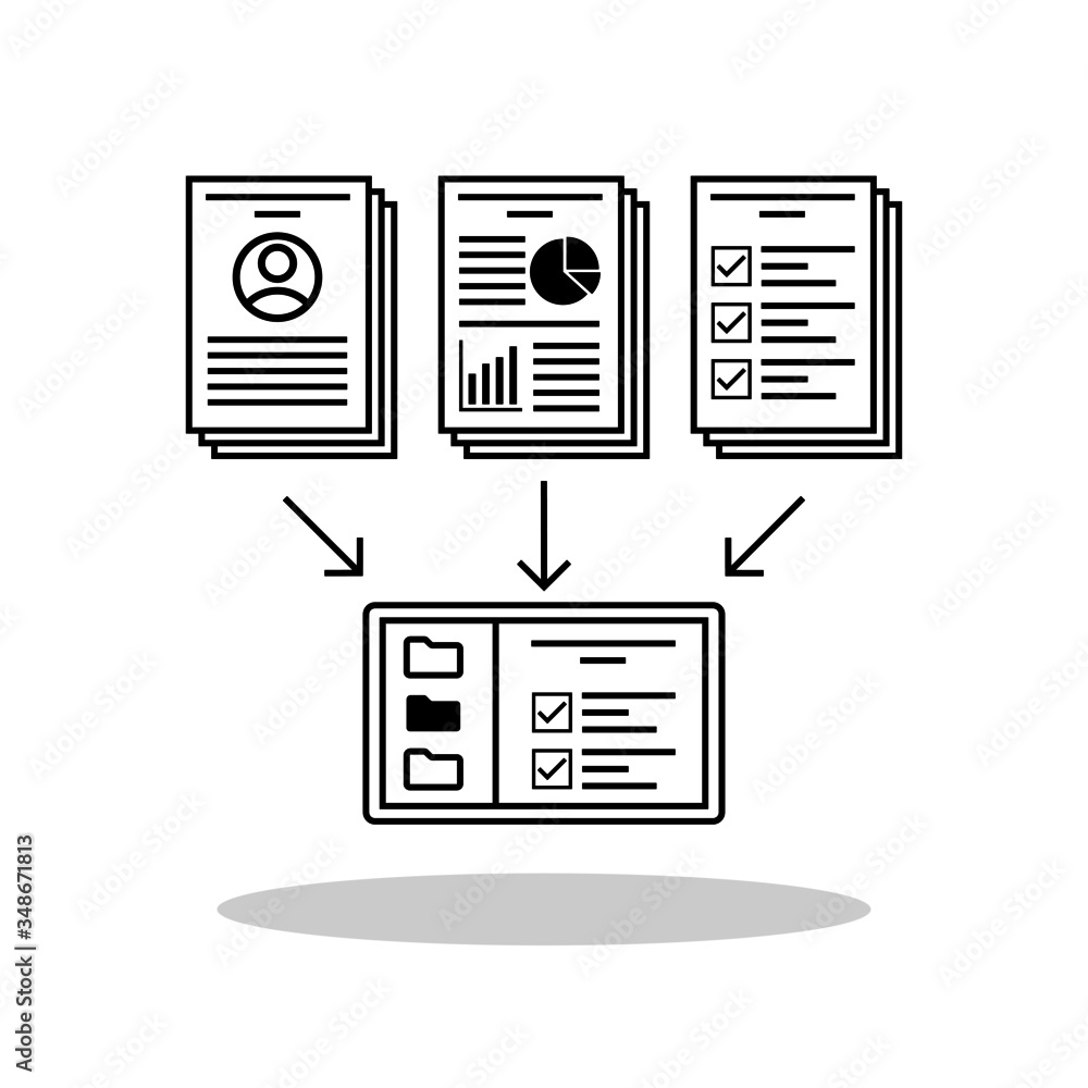 Paperless concept icon in flat style. Paper to digital symbol for your ...