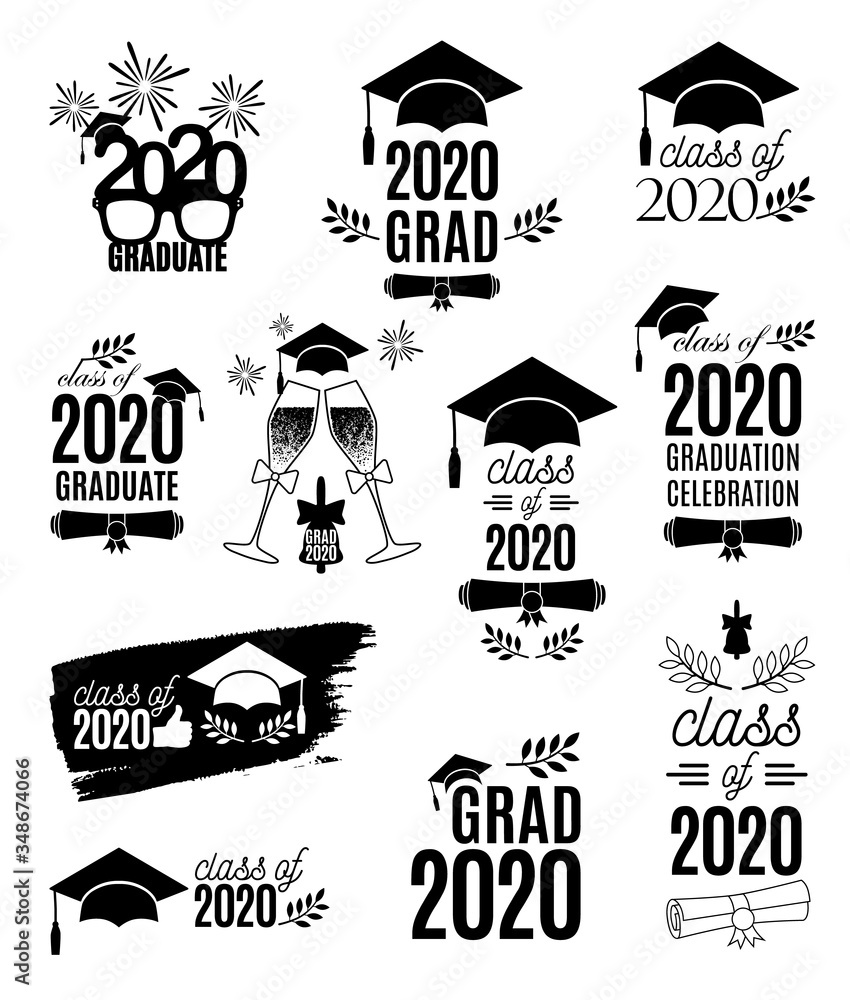 Graduate 2020 labels design set. Concept for shirt, print, seal ...