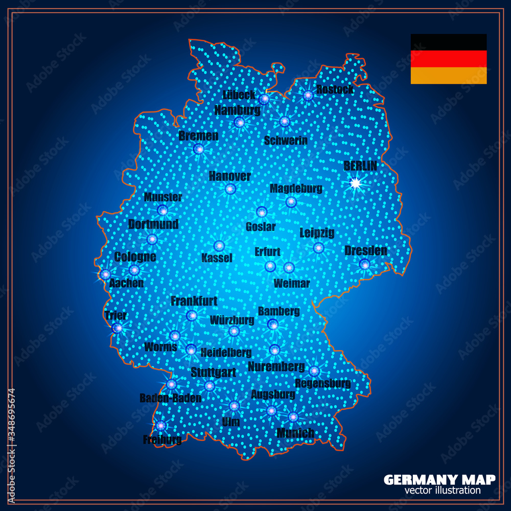 Map of Germany. Bright illustration with colorful Germania map. Germany ...