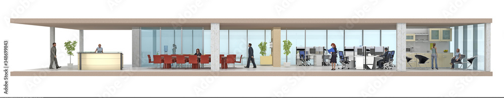 office building cutaway isolated on white Stock Illustration | Adobe Stock