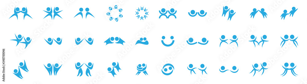Abstract People Logo Set. Human Figure Isolated On White Background ...